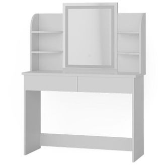 Vicco Coiffeuse Charlotte, Blanc, 106 cm avec miroir led
