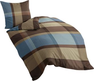 BIERBAUM Bettwäsche 4942, Fein-Biber, Designed in Germany, Komfortgröße, Mokka, 155 x 220 cm