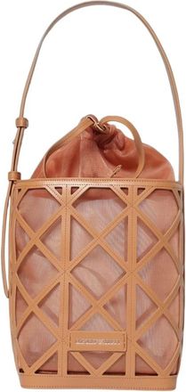 Emporio Armani Bucket Bag aus Kunstleder und Mesh - - Bags - Damen - Rosa - ONE SIZE