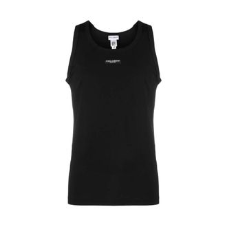 Dolce & Gabbana Logo-Patch Tanktop- Schickes und stilvolles &auml;rmelloses Oberteil f&uuml;r Frauen - - Tops - Damen - Schwarzk - XL