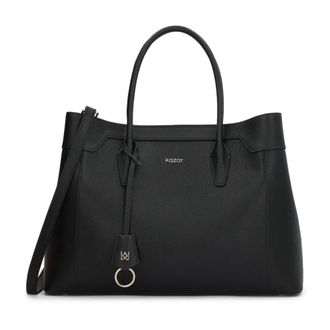 Kazar Femme, Sacs, Noir, Taille: ONE Size Sac &agrave; main en cuir noir Kazar avec garniture &eacute;l&eacute;gante