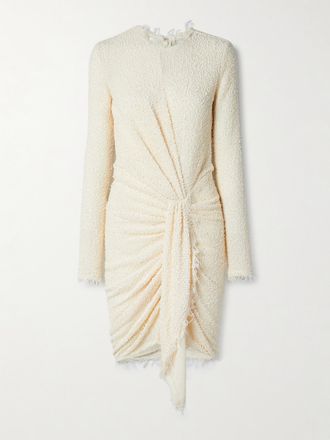Isabel Marant Ophelie Minikleid Aus Boucl&eacute; Mit Raffungen Und Fransen - Ecru