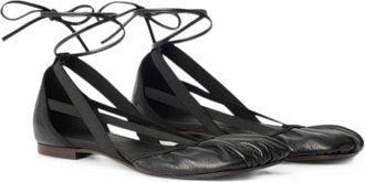 Christophe Lemaire Gathered Toe Goat Leather Ballerina Flat - Black
