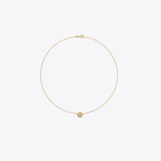 Tory Burch Damen Forget Me Not Halskette mit Pav&eacute;-Anh&auml;nger