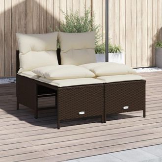 vidaXL 4-tlg. Garten-Sofagarnitur mit Kissen Braun Poly Rattan Vidaxl