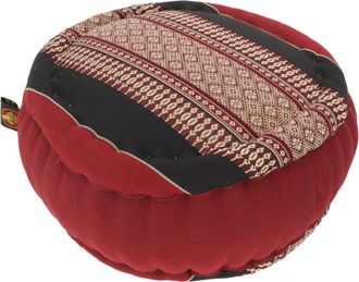 Guru Shop Rundes Meditationskissen, Yoga Kissen, Yogakissen, Sitzkissen, Bodenkissen, Dekokissen - Schwarz/rot, 18x30x30 cm