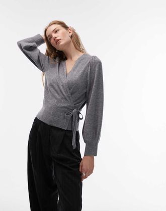 & Other Stories Gilet cache-coeur en laine - Gris fonc&eacute;