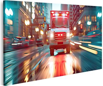 Islandburner Bild auf Leinwand Rotes Krankenwagen rast auf Autobahn Bilder Wandbilder Poster