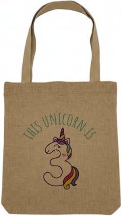 Fabulous Sac Shopping Tote Bag Aspect Lin - This Unicorn is 3 Celebration Birthday Party Gift Magical Fantasy - Sac de Courses Toile Epaisse 360g Beige Naturel