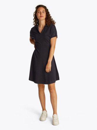 Tommy Hilfiger Polokleid LYOCELL OPEN-NK F&F POLO DRESS mit angeschnittenen &Auml;rmeln, in kniefreier L&auml;nge