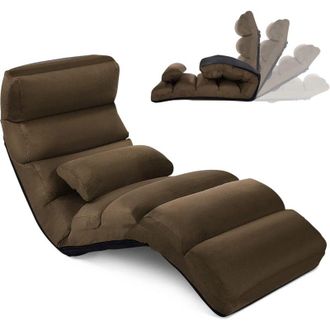 Costway Relaxliege 5-Fach einstellbar, Relaxsessel Klappbar, Klappliege mit R&uuml;ckenlehne, Bodenliege Faltbar, Sessel mit Schlaffunktion, Klappstuhl f&uuml;r Gaming