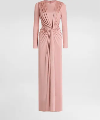 Dolce & Gabbana Viscose Jersey Long Dress - Frau Kleider Pink 44