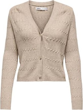 Only Onlkatia Ls Cable V-Neck Cardi KNT Noos Cardigan, Mocha Meringue, XL Femme
