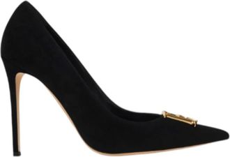 Elisabetta Franchi Femme, Chaussures, Noir, Taille: 36 EU Escarpins D&eacute;collet&eacute; en daim avec d&eacute;tail logo