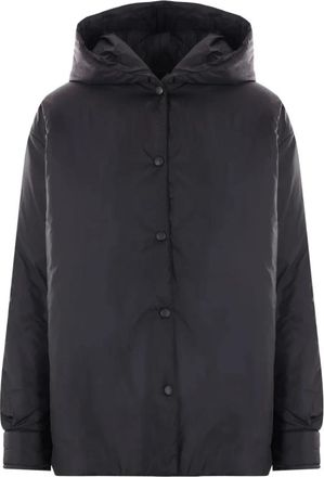 Aspesi Femme, Vestes, Noir, Taille: 40 FR Veste Noire en Nylon avec Boutons-Pression