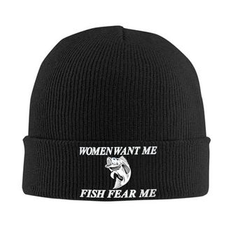 Generic Unisexe Bonnet Tricot&eacute;, Les Femmes me veulent, Les Poissons me craignent, &Eacute;pais Beanie Hats, Tricoter Chapeau pour Adultes, Femme, Ski
