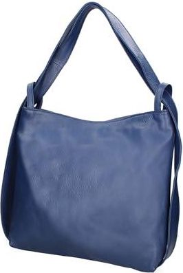 Gave Lux Sac à bandoulière convertible en sac à dos pour femme en cuir véritable Made in Italy 37x37x9 cm GLX228105323FBG, Bleu jeans, Taille unique