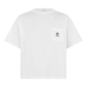 Versace T-Shirt aus besticktem Baumwolljersey - - Tops - Herren - Wei&szlig; - M