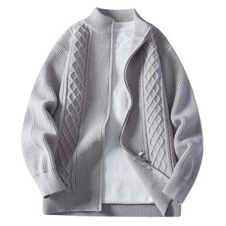 Generic Veste Travail Homme Manches Longues Veste Sport HommeSlim Pull-Over Chaud à Col Montant En Maille Jacquard Et Fermeture éClair Manches Longues IdéAl P