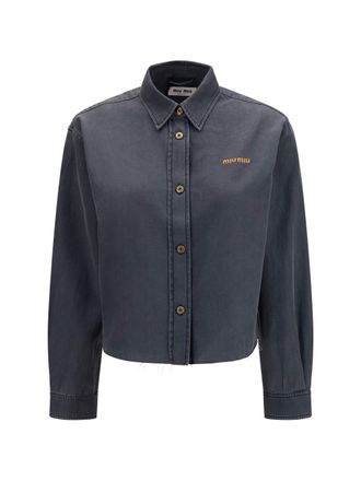 Miu Miu Womens Shirt Denim-Style Cotton Black