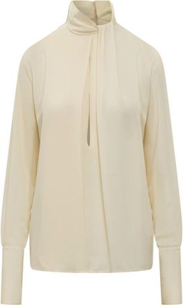 Tom Ford Femme, Blouses et Chemises, Beige, Taille: 38 FR Blouse &agrave; manches longues en georgette de soie lav&eacute;e