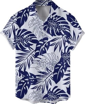Generic Chemise hawa&iuml;enne d&eacute;contract&eacute;e pour homme &agrave; manches courtes boutonn&eacute;e tropicale hawa&iuml;enne palmier chemise d&eacute;t&eacute; Cara&iuml;bes dr&ocirc;le ann&eacute;es 80 chemise &agrave; reve