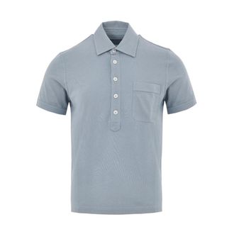 Tom Ford Homme, Tops, Bleu, Taille: M Polo en coton piqu&eacute;