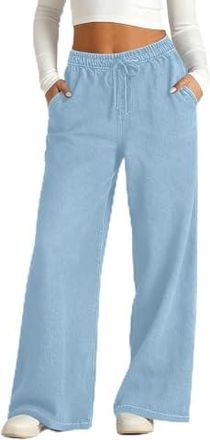 Generic Pantalon de surv&ecirc;tement ample pour femme - Taille &eacute;lastique - Cordon de serrage - Jambe large - Confortable - Doux - &Eacute;l&eacute;gant - Solide - D&eacute;contract&eacute; - 
