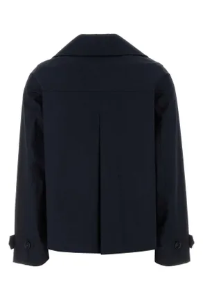 Woolrich Womens Midnight Blue Cotton Trench Coat Meltonblue Exterior