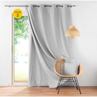Douceur d'Int&eacute;rieur Douceur Dint&eacute;rieur - Lot de 2 Rideaux occultant/thermique/phonique doublure amovible 140 x 260 cm Coverline Gris