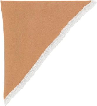 Ganni &Eacute;charpe Tricot&eacute;e Triangulaire &agrave; Bordure en Dentelle - Femme - Accessoires - Beige - Taille: ONE Size