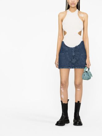 Off-white Cut-Out Denim Mini Skirt - Blue