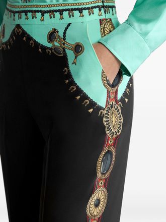 Etro Jewel-Print Silk Crepe Trousers - Black