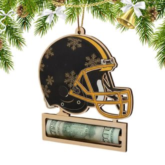 Generic Silberner Anhänger, Fußballhelm, kreatives Partyzubehör aus Holz, Ornament für Weihnachtsbaum, Halloween, Haus, Party, Neujahr, Erwachsene, Familie, F
