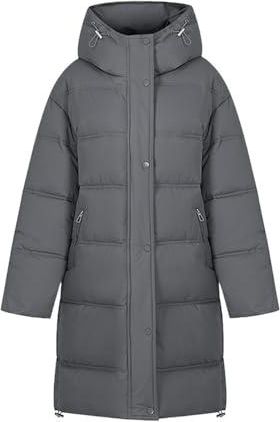 Generico Manteau Femme Dhiver Élégant Longue Parka À Capuche Chaude Veste Automne Hiver Vestes Rembourré Casual Veste Manteaux Polaire Outwear Avec Zip Et Poch