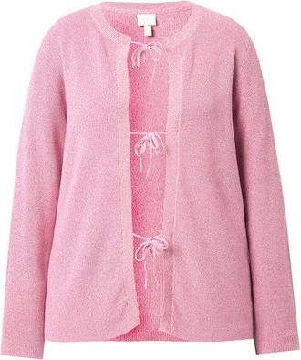 Ulla Popken Strickjacke Strickjacke Schleifenverschluss Rundhals
