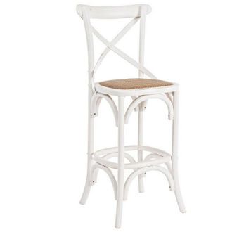 BIZZOTTO Bizzotto - Chaise de bar 50x52x118 cm en bois blanc et rotin naturel - knei