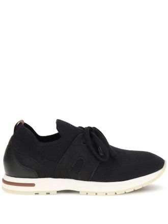 Loro Piana baskets &agrave; empi&egrave;cement en daim - Noir