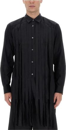 Comme Des Gar&ccedil;ons Homme, Chemises, Noir, Taille: S Chemise en coton pliss&eacute; &agrave; franges