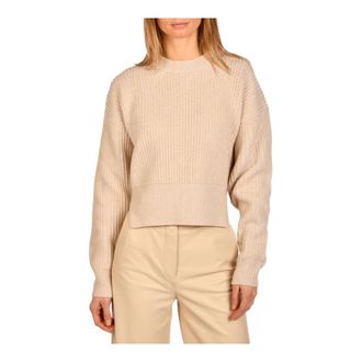Joseph Elfenbeinfarbener gerippter Pullover mit Rundhalsausschnitt - - Knitwear - Damen - Beige - L