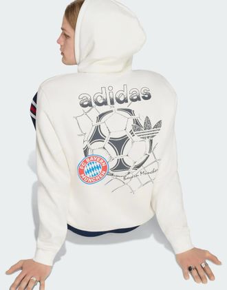 adidas adidas Performance - FC Bayern M&uuml;nchen - Kapuzenpullover in Core-Wei&szlig; mit Grafik