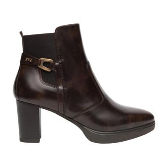 Nero Giardini Stiefeletten aus Leder und Stoff - - Shoes - Damen - Braun - 39 EU