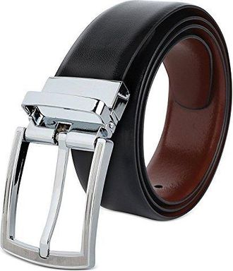 Valerio 1966 ceintures r&eacute;v&eacute;rsibles pour hommes, marron et noir (DEUX EN UN) cuir authentique boucle rotative d&eacute;contract&eacute; (85 cm / 30 Inches)