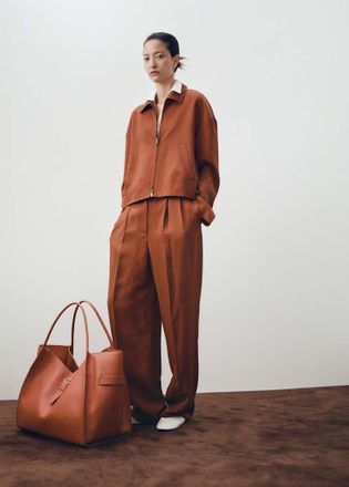 Mango Bundfaltenhose aus Leinengemisch rotbraun - Damen - 34 - MANGO