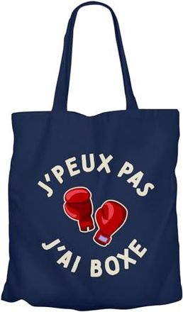 Fabulous Tote Bag Sac Shopping en Toile Bleu - JPeux Pas Jai Boxe Boxeur Sport Combat - 10 L