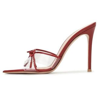 Generic Sandales &agrave; talons aiguilles &agrave; bout ouvert avec noeud pour femme, Rouge, 41 EU