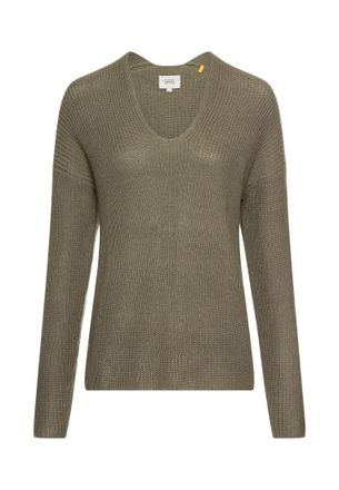 Camel Active Damen Strickpullover mit V-Ausschnitt Graugr&uuml;n, Womenswear-M