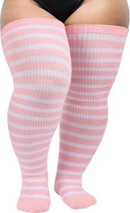 Dreshow Femme Grande Taille Chaussettes Hautes de Cuisse Montantes Chaussettes de Genoux Jambières pour Sport Cosplay