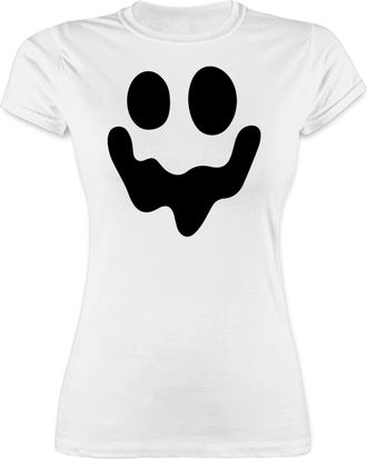 Shirtracer Shirt Damen - Halloween - Geist Gespenst Spuk Einfach Gruselig - XXL - Wei&szlig; - halloweenshirt Haloween Outfits Ghost t-Shirt Halloween-t-Shirt halowen 