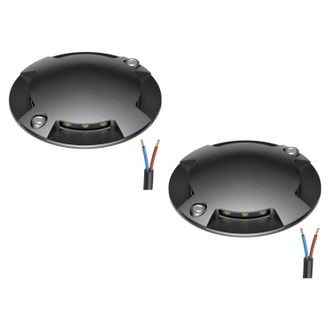 LEDs Com 2 Stück LED Bodenleuchte, Wegmarkierung RUNDA für außen, IP67, 4-flammig, anthrazit, rund, 70mm Ø, warmweiß